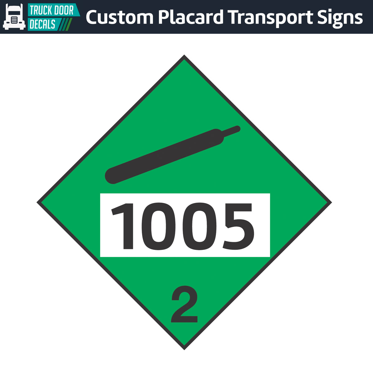 Hazard Class 2: Non-Flammable Gas UN # 1005 Placard Sign – Truck Door ...