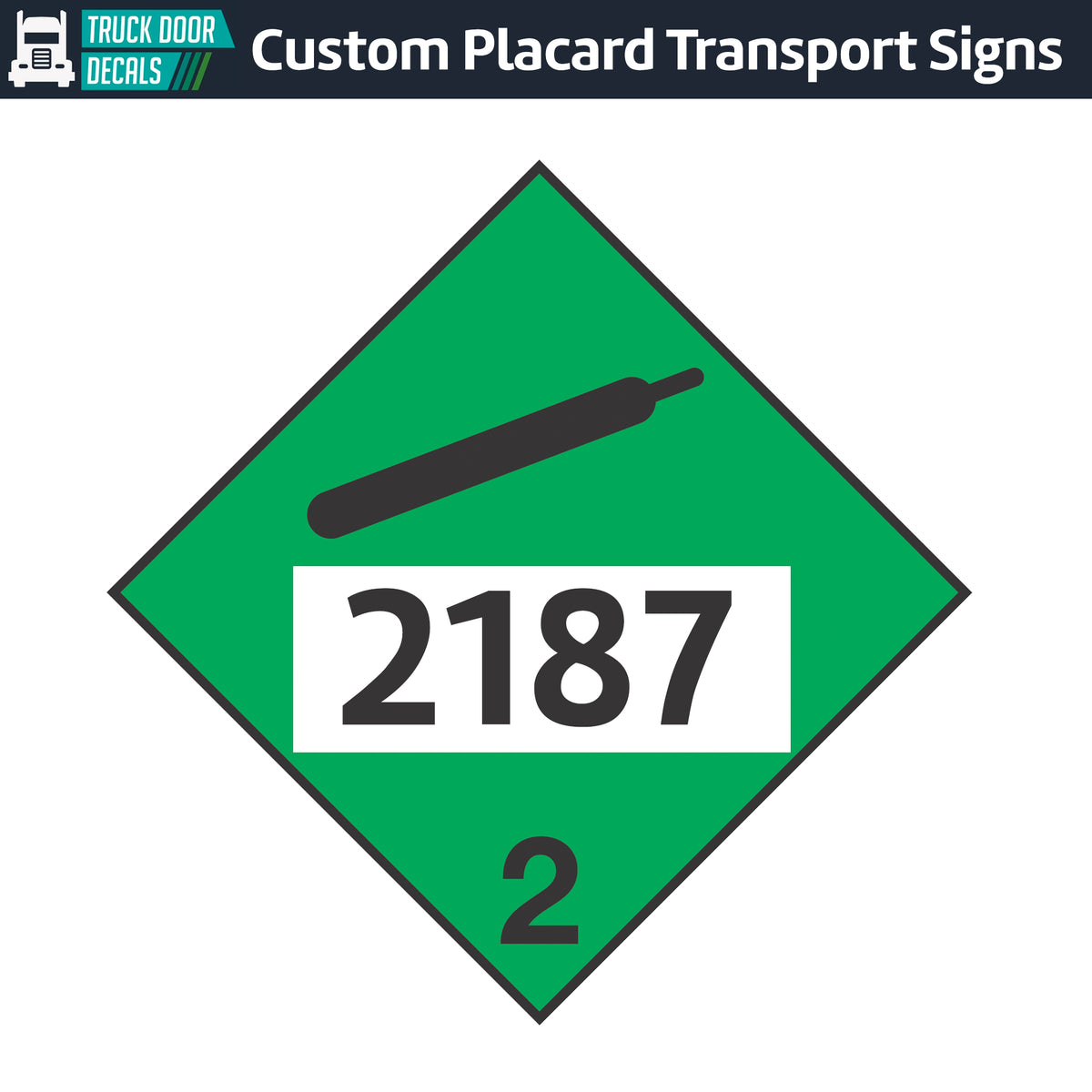 Hazard Class 2: Non-Flammable Gas UN # 2187 Placard Sign – Truck Door ...