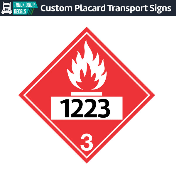Hazard Class 3: Flammable Liquids UN # 1223 Placard Sign – Truck Door ...