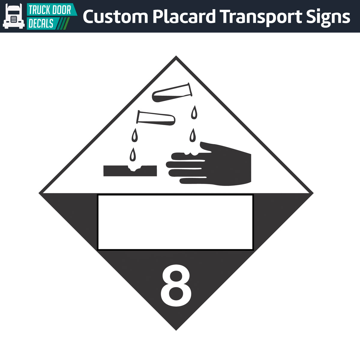 Hazard Class 8: Corrosive Blank Placard Sign – Truck Door Decals