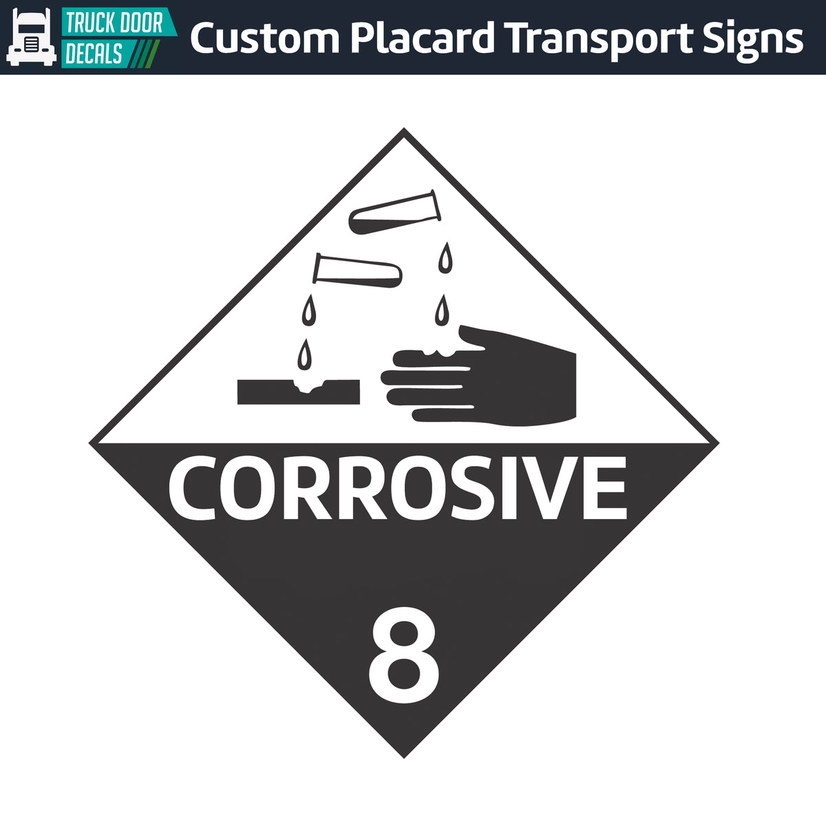 Hazard Class 8: Corrosive Placard Sign – Truck Door Decals