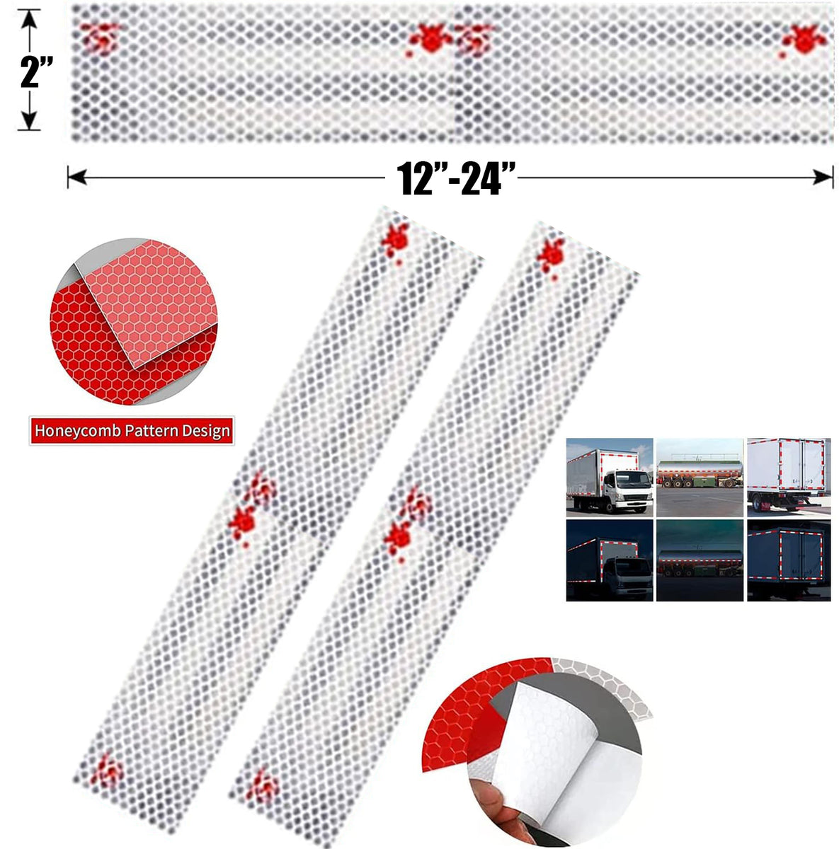 White DOT Reflective Strips | DOT Compliant Trucking Strips | 2" x 12 ...