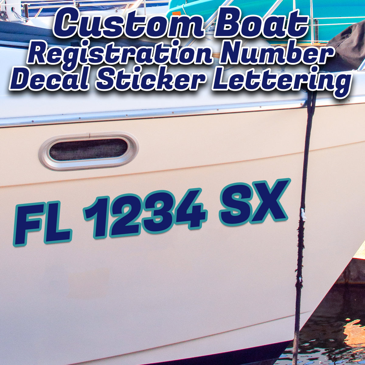 Design Your Own Boat Registration Number Decal Sticker Sign (Set of 2 ...