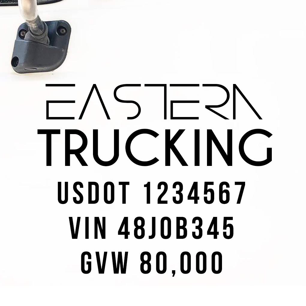 Company Truck Decal with 3 Regulation Numbers – Truck Door Decals