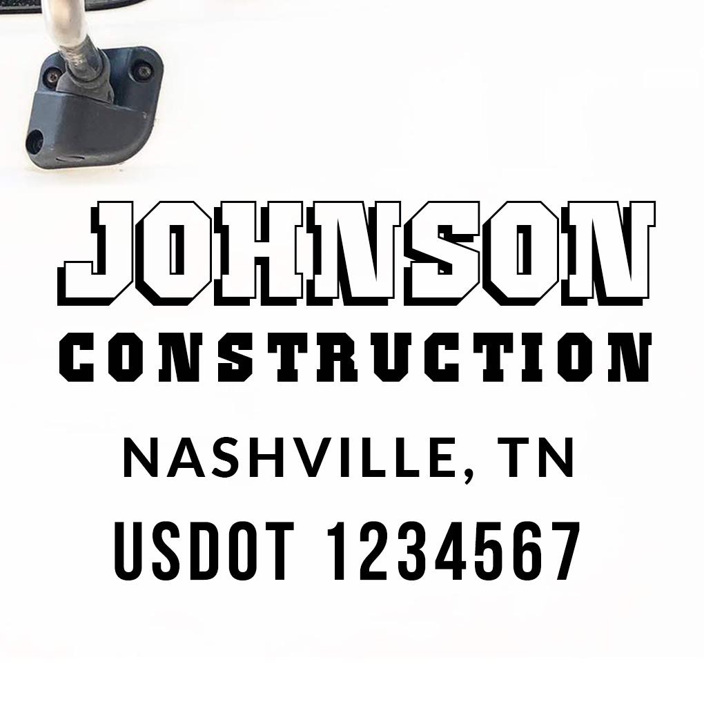 Company Truck Decal with 2 Regulation Numbers – Truck Door Decals