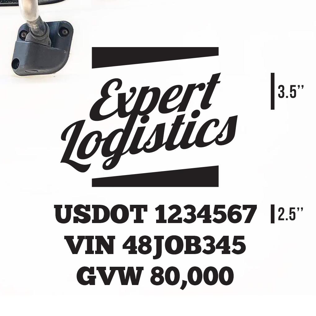 Company Truck Decal with 3 Regulation Numbers – Truck Door Decals