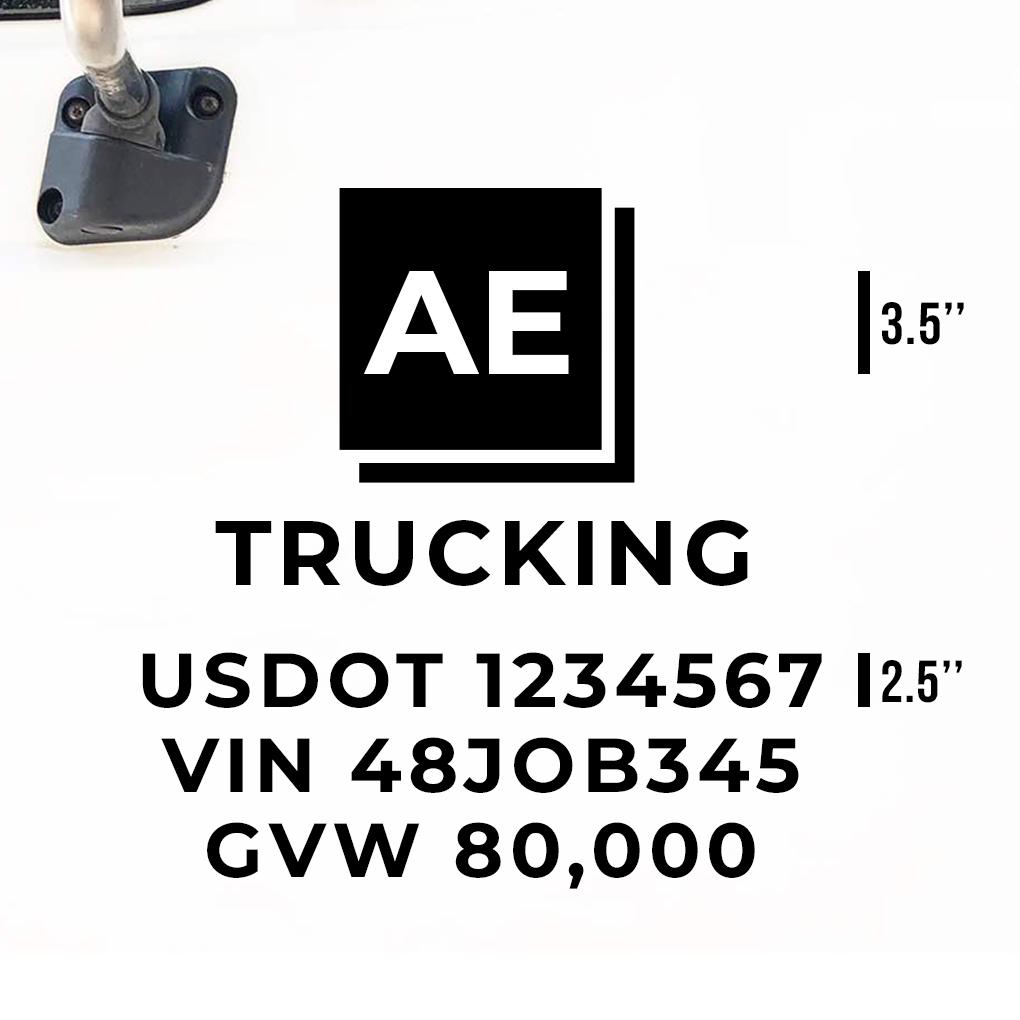 Company Truck Decal with 3 Regulation Numbers – Truck Door Decals