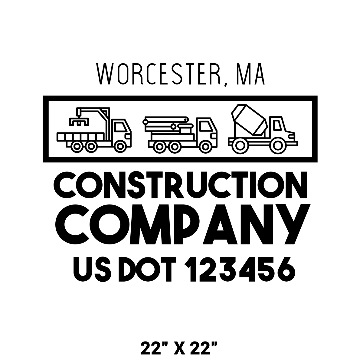 Company Construction Truck Decal with 2 Regulation Numbers, USDOT ...