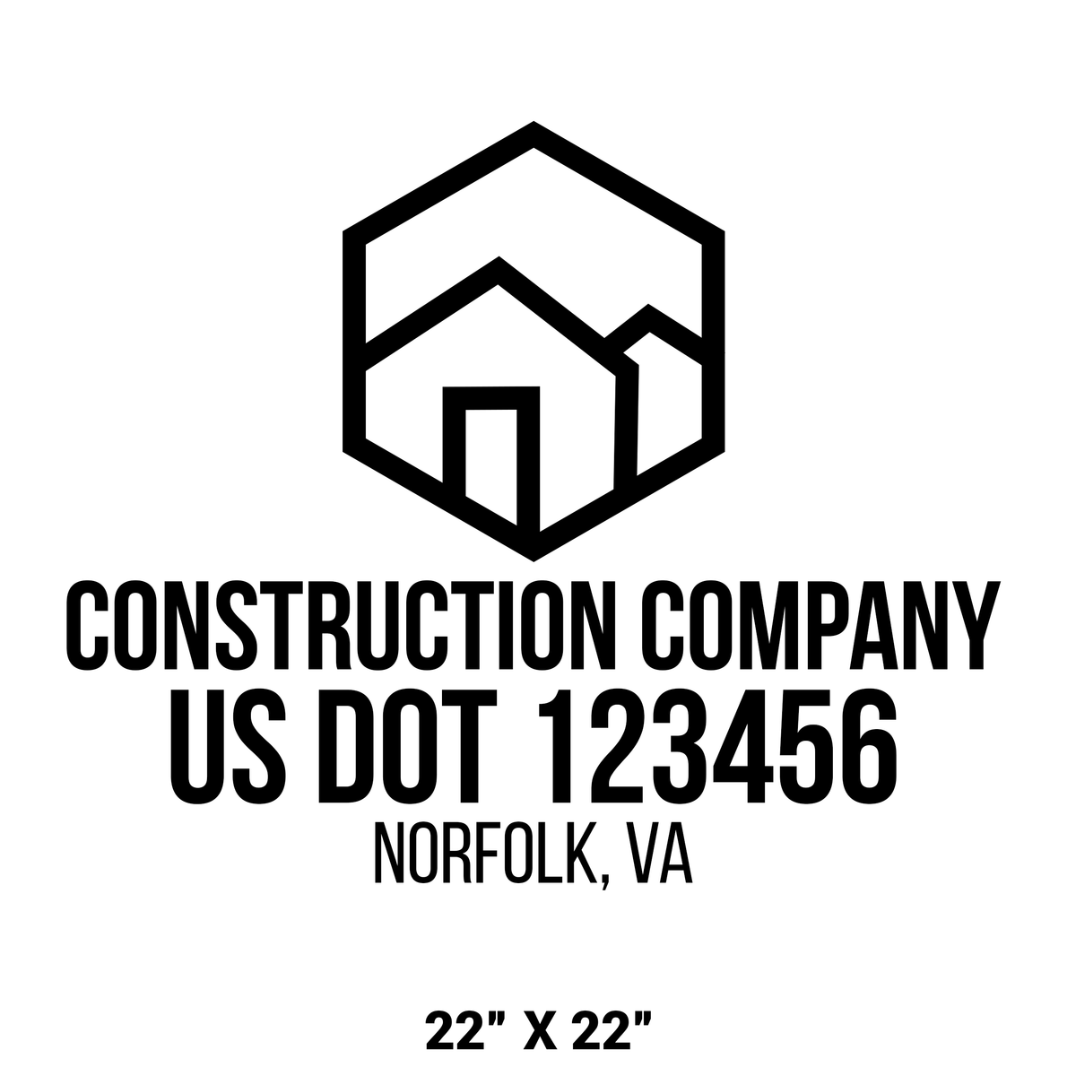 Company Construction Truck Decal with 2 Regulation Numbers, USDOT ...