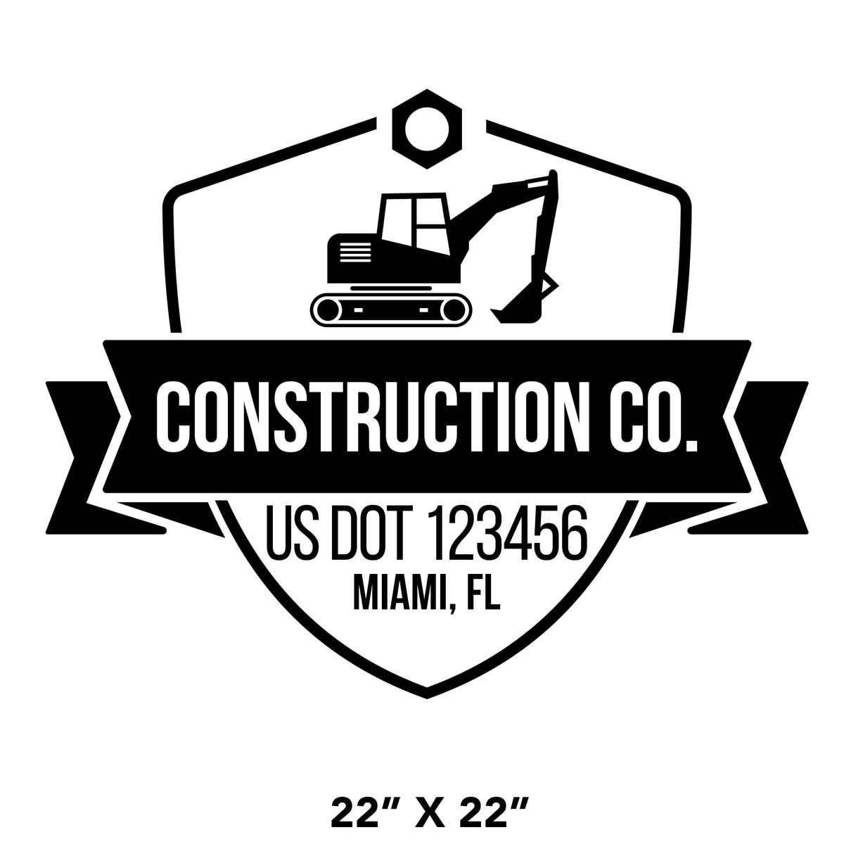 Company Construction Truck Decal with 2 Regulation Numbers, USDOT ...