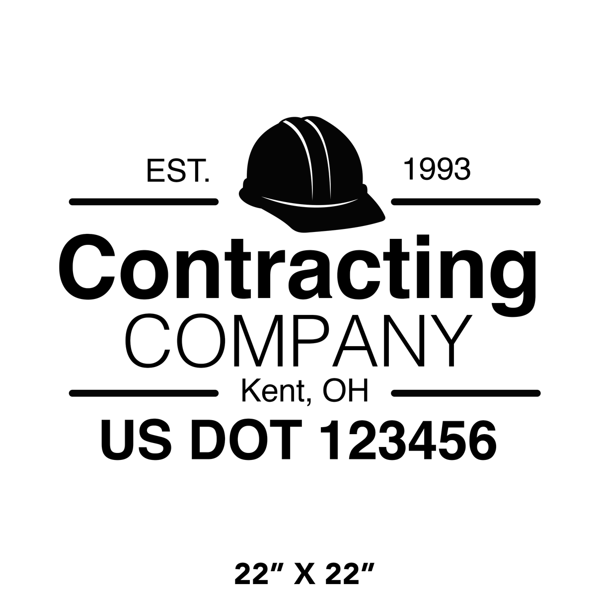 Company Construction Truck Decal with 2 Regulation Numbers, USDOT ...