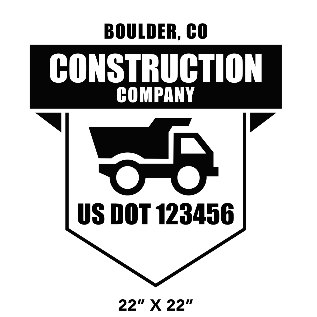 Company Construction Truck Decal with 2 Regulation Numbers, USDOT ...