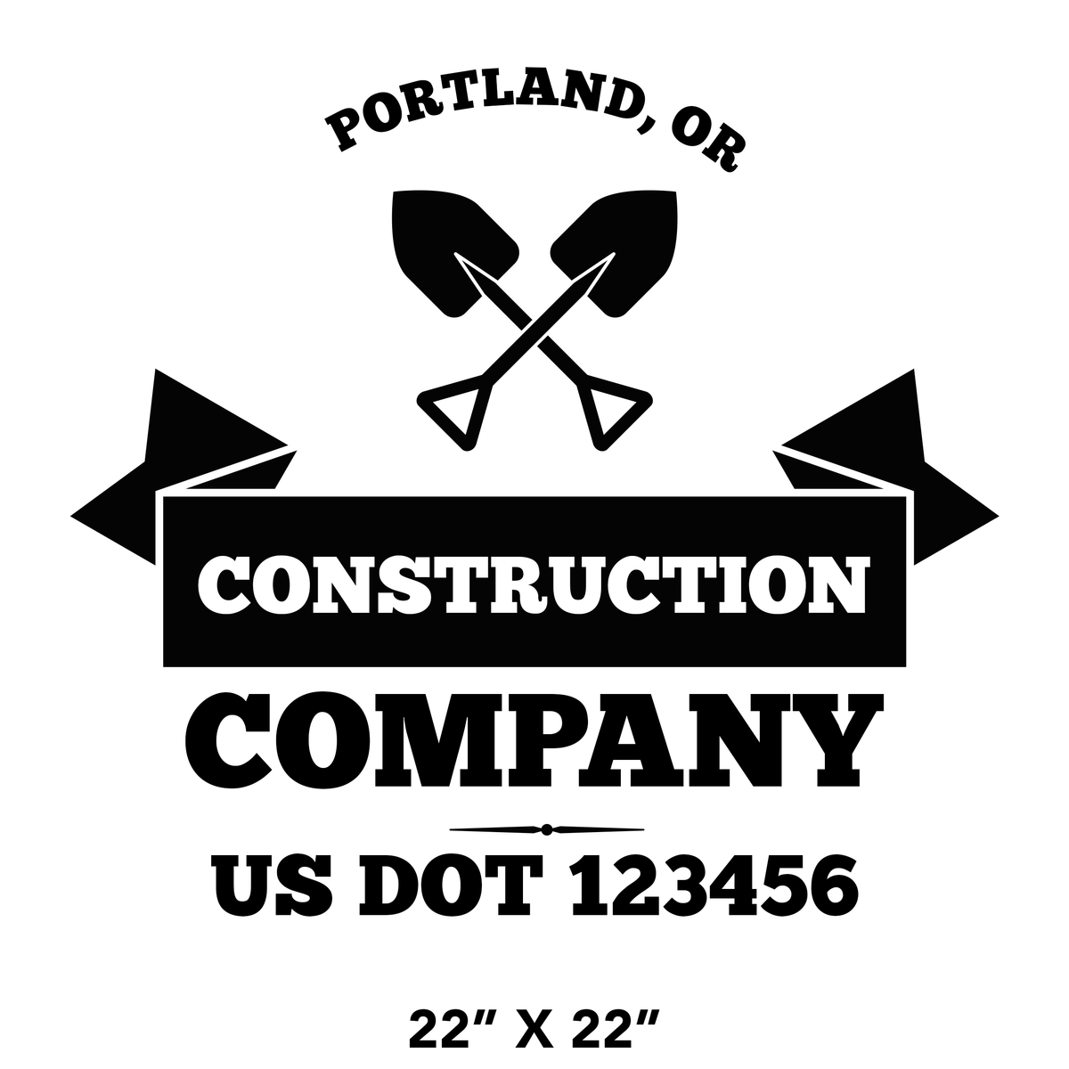 Company Construction Truck Decal with 2 Regulation Numbers, USDOT ...