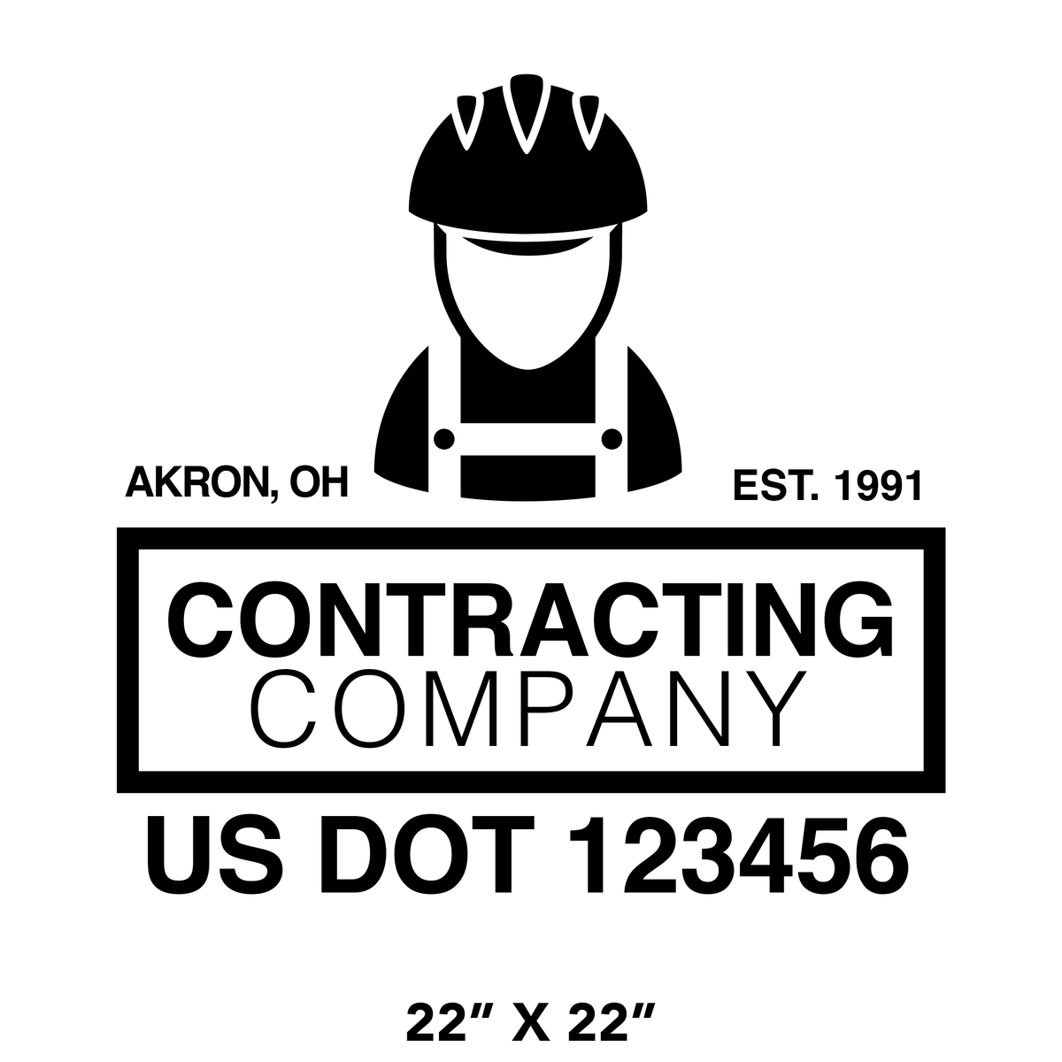 Company Construction Truck Decal with 2 Regulation Numbers, USDOT ...