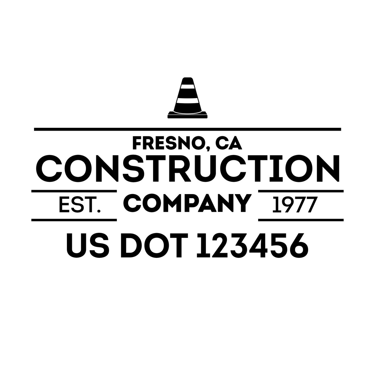 Company Construction Truck Decal with 2 Regulation Numbers, USDOT ...