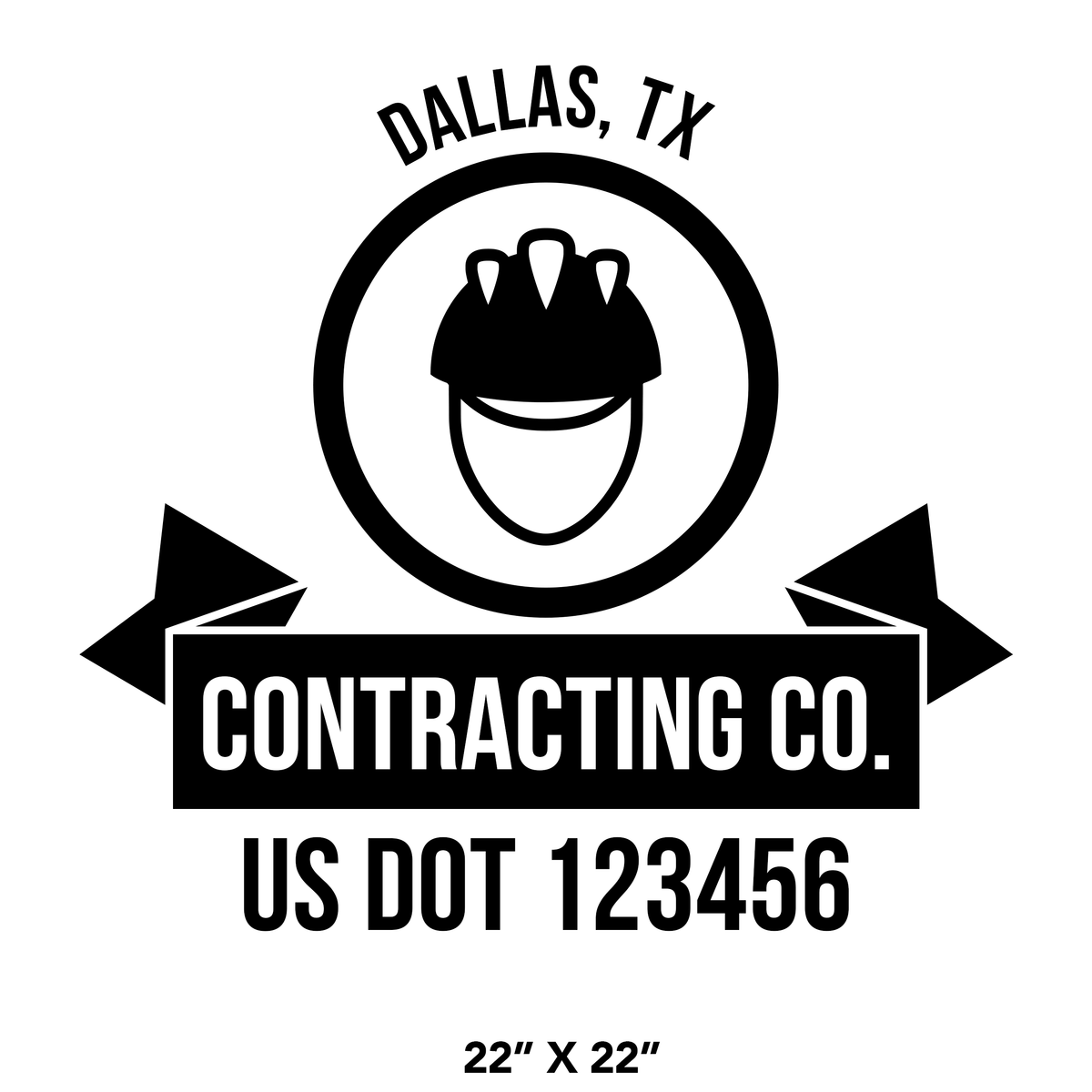 Company Construction Truck Decal with 2 Regulation Numbers, USDOT ...