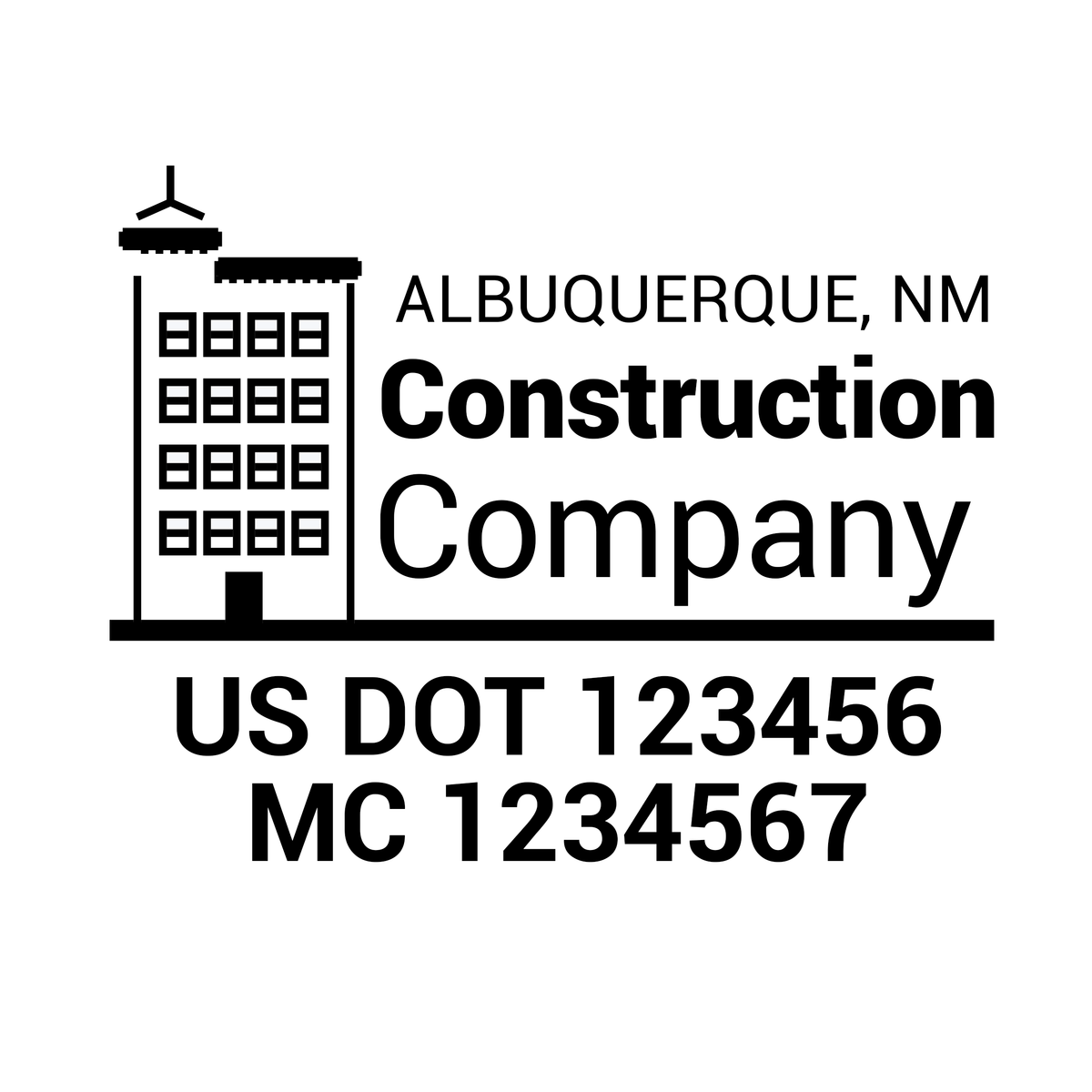 Company Construction Truck Decal with 2 Regulation Numbers, USDOT ...