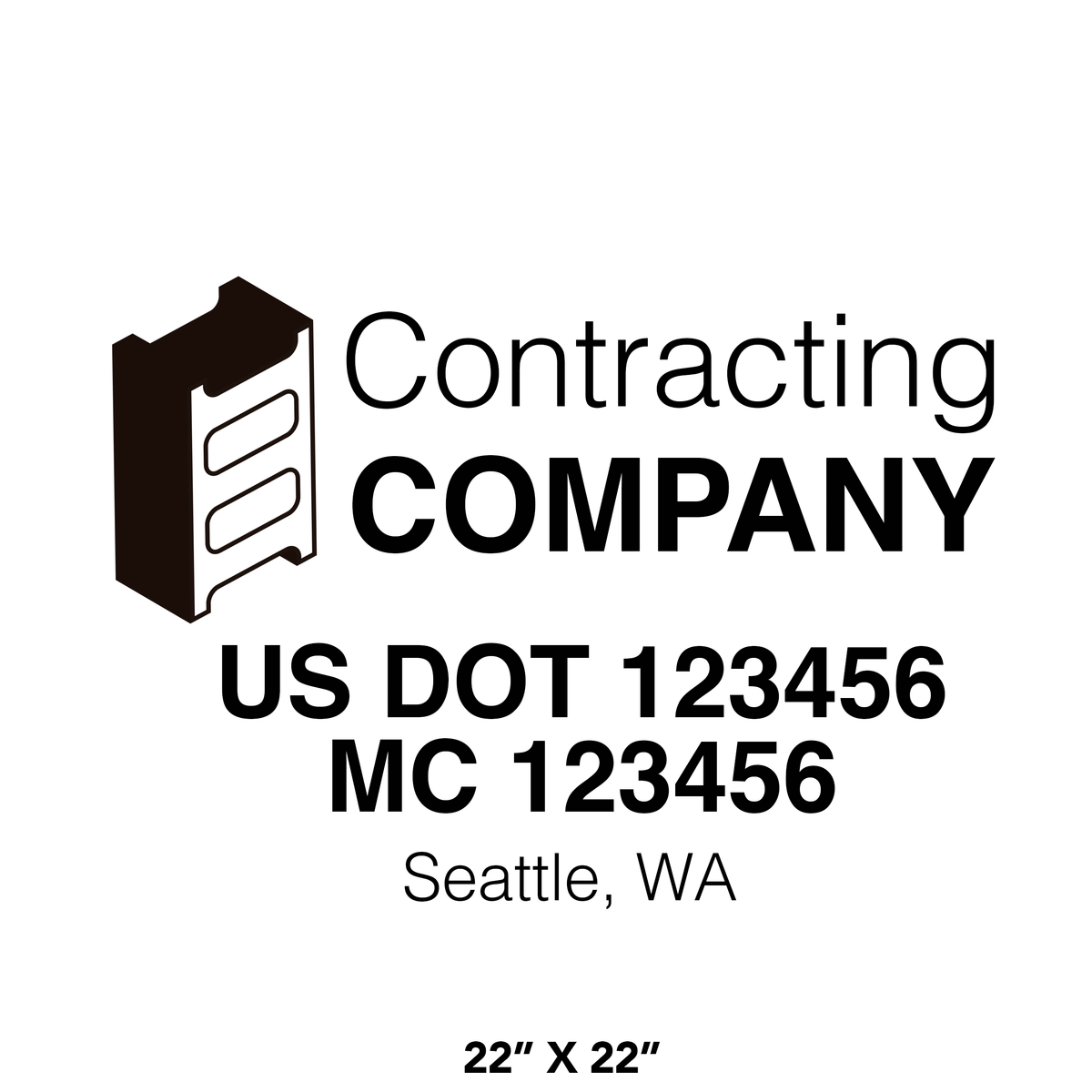 Company Construction Truck Decal with 2 Regulation Numbers, USDOT ...