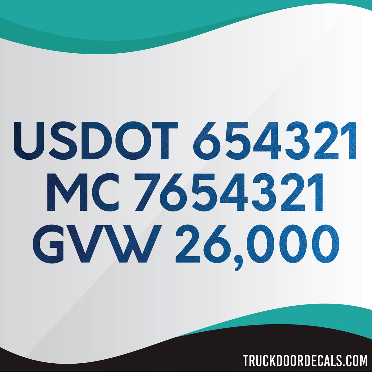 US DOT (USDOT), MC & GVW Number Decal Sticker Lettering Metallic (2 Pa ...